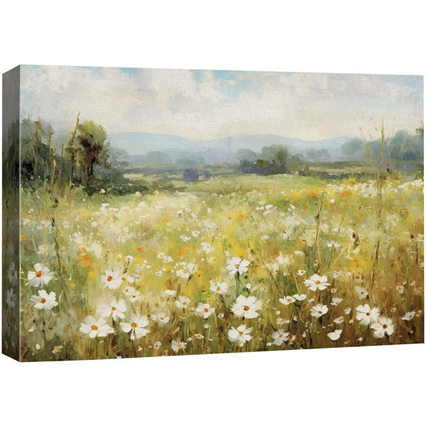 IDEA4WALL Vibrant Wildflower White Daisy Flowers Meadow Floral Botanical Landscape Rustic ...